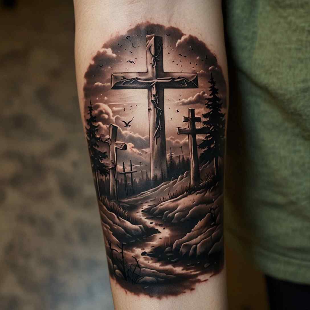 42+ Three Cross Tattoos for Forearm: Meaningful Designs & Ideas