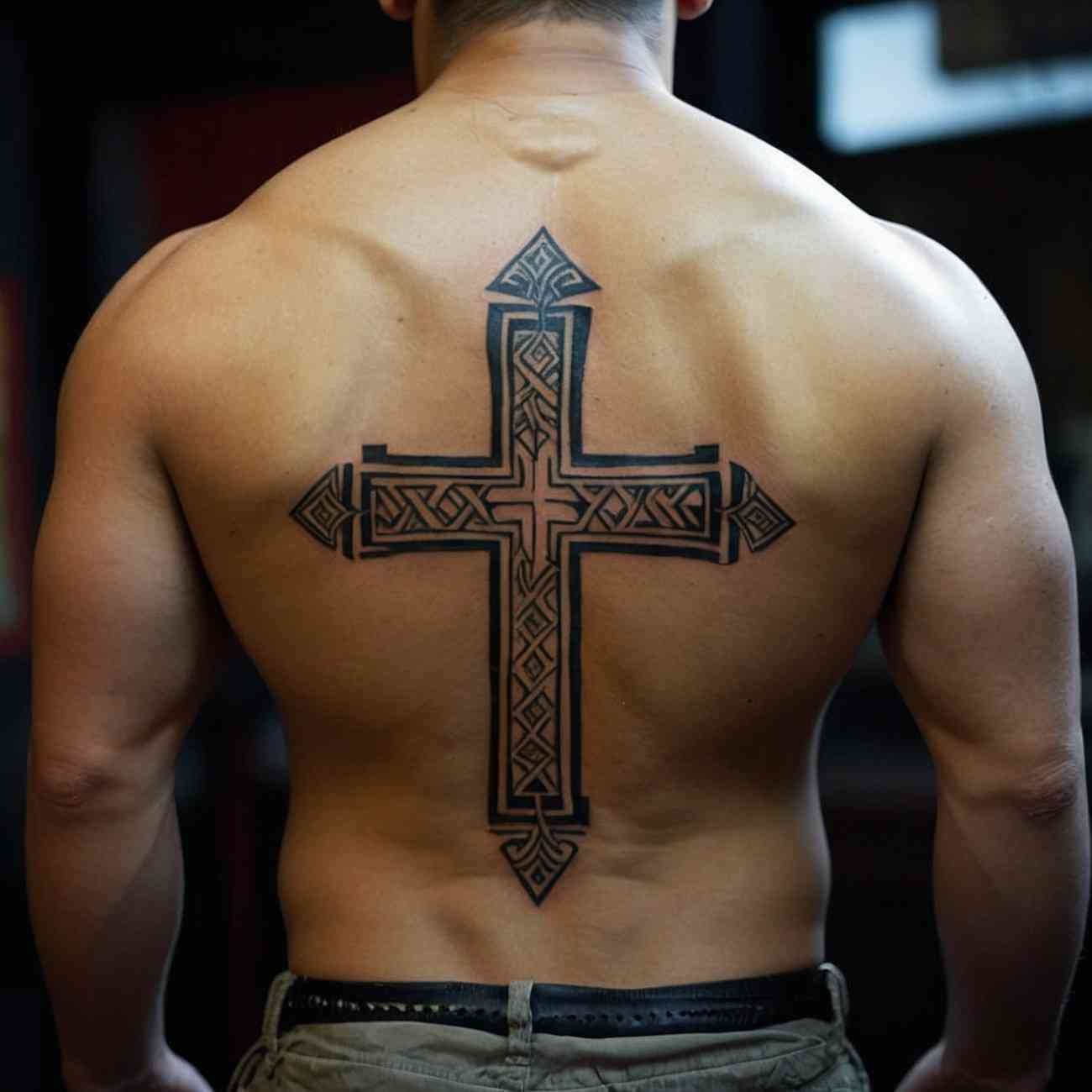 45 Unique Back Cross Tattoos for Men with Deep Meanings